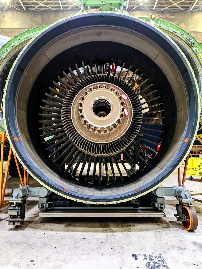 Front View of a Large Aircraft Engine Consisting of Fan Blades, Rotor ...