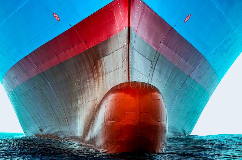 Front View of the Large Cargo Ship Bulbous Bow. Stock Photo - Image of ...