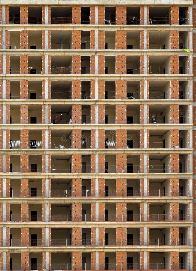 Front View of a Large Construction Site with Multistory Residential ...