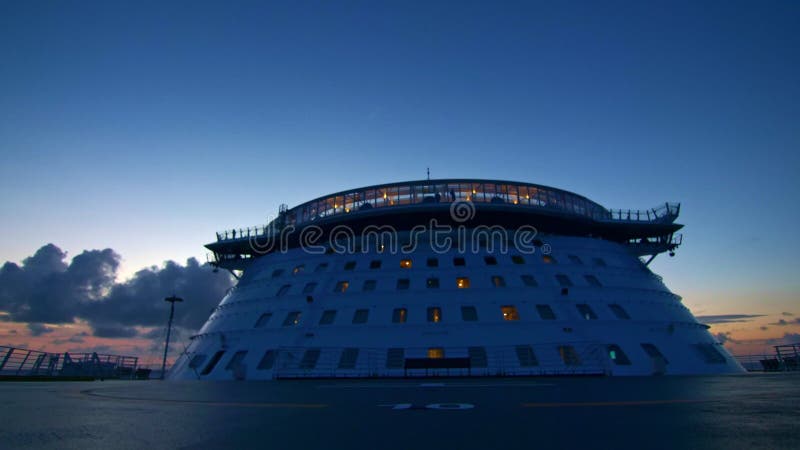 Front View of a Large Cruise Ship Sailing at Sunset Stock Footage ...
