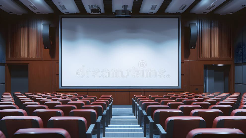 Front View of a Lecture Hall with a Blank White Project by Generative ...