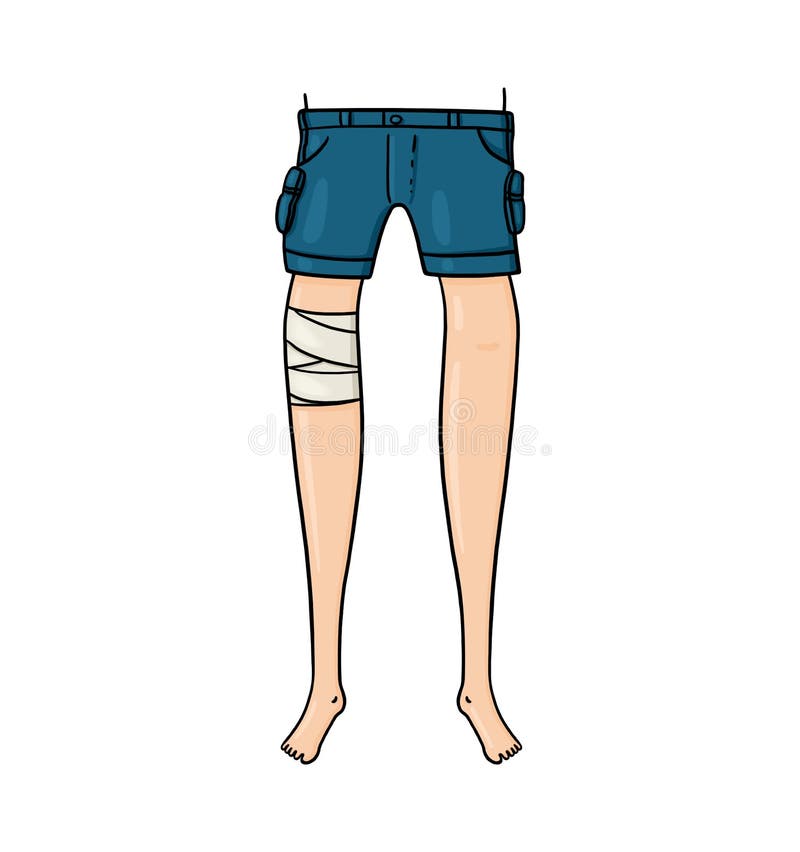 Front View Of Light Skin Leg With Bandage Stock Illustration ...