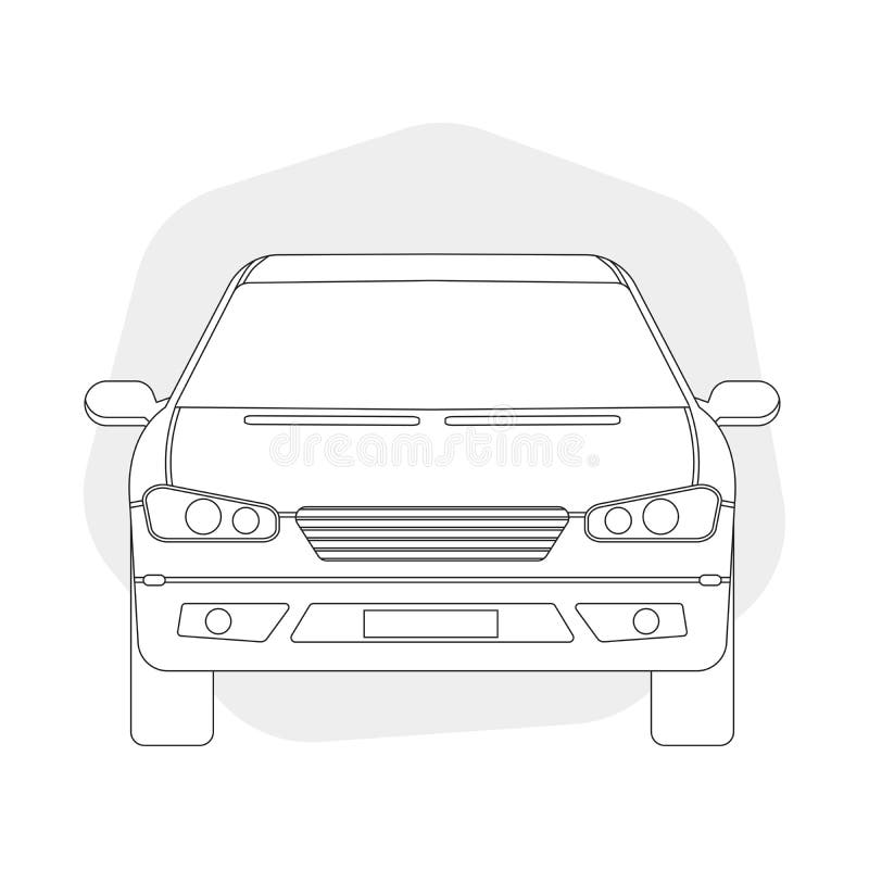 Front View Line Outline Car Illustration Stock Illustration ...