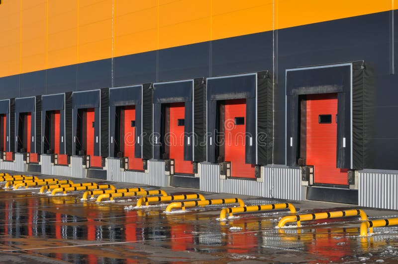 Front View of Loading Docks of a Modern Logistics Center. Stock Image ...