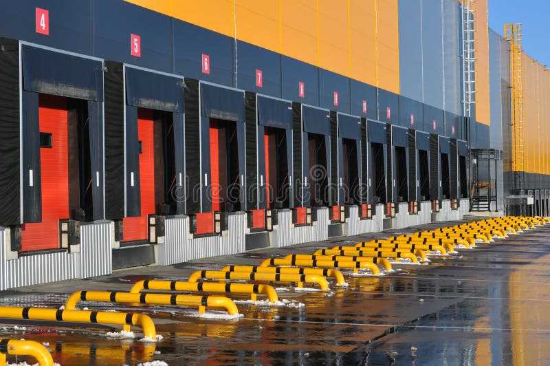 Front View of Loading Docks of a Modern Logistics Center. Stock Photo ...