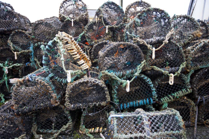 Front View of Lobster and Crab Fishing Pots Stock Image - Image of crab ...