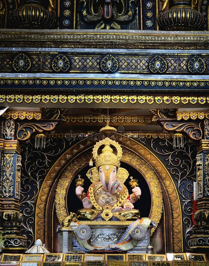 Front View Lord Ganesha Temple Wallpaper Editorial Photography - Image ...