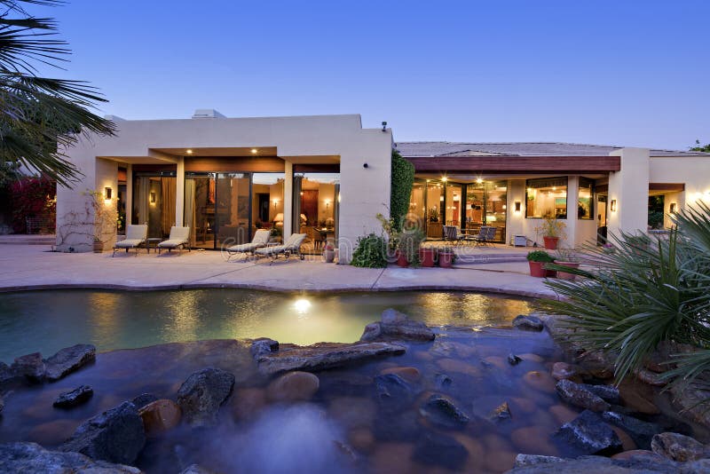 Front View of Luxurious Villa Mansion Stock Photo - Image of ...