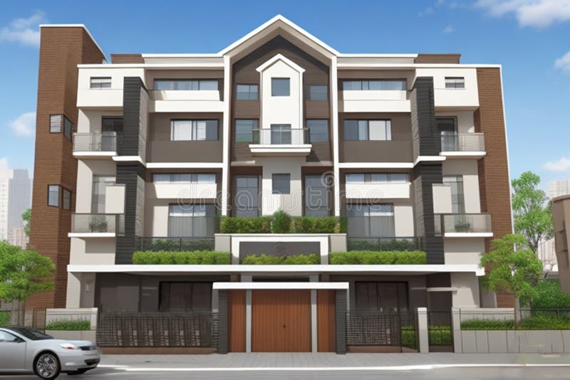 Front View of a Luxury Apartment Exterior Design Ai Generated Stock ...