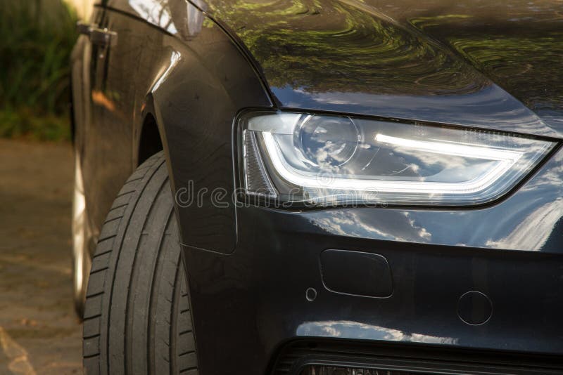 Front View of Luxury Car in Drive Way Stock Photo - Image of ...