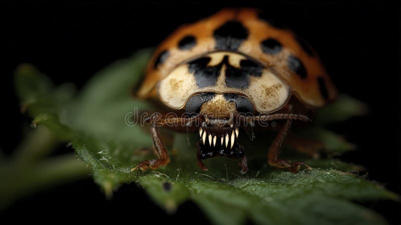 Front View Macro of Ladybug with a Fierce Expression. Stock ...