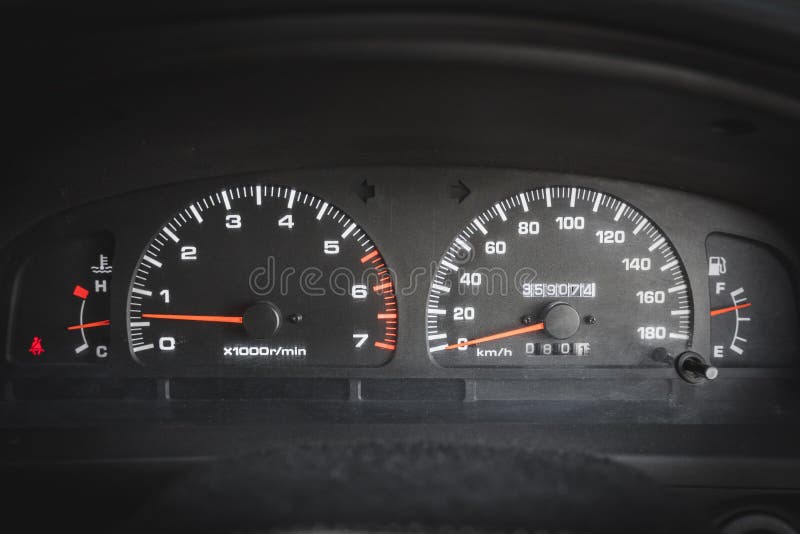 Front View of Main Dashboard with Speedometer and Tachometer in a Used ...