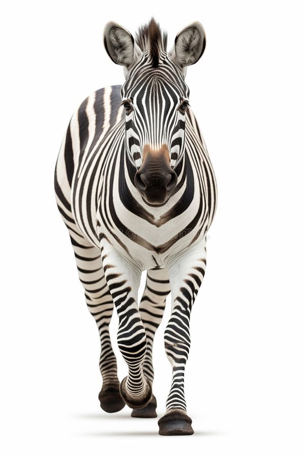 Front View of a Majestic Zebra with Black and White Stripes Walking ...