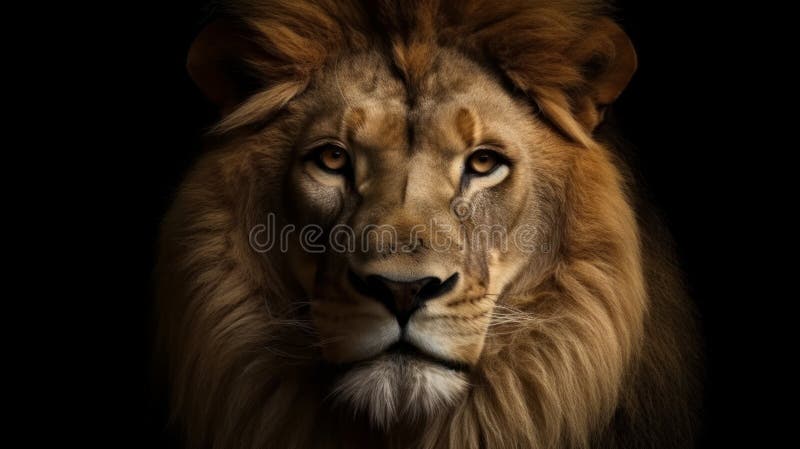 Front View of a Male Adult Lion. Generative AI Stock Illustration ...