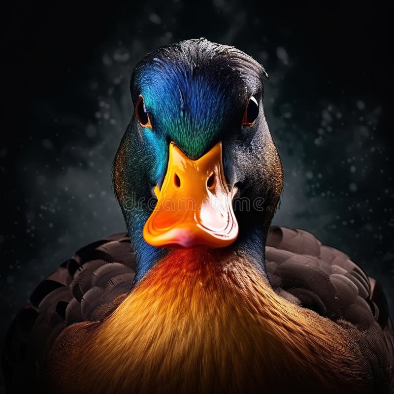 Front View of a Mallard Duck Made with Generative AI Illustration Stock ...