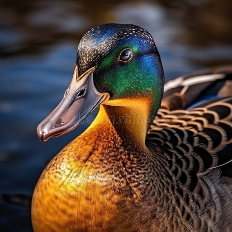 Front View of a Mallard Duck Made with Generative AI Illustration Stock ...