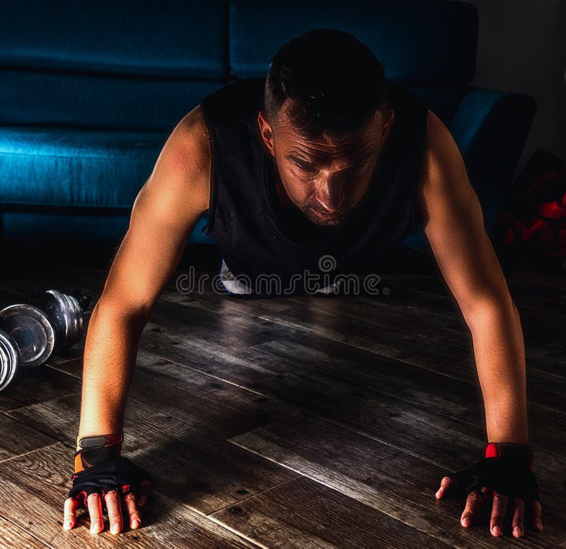 Front View of a Man Doing Push Ups Stock Image - Image of sportsman ...
