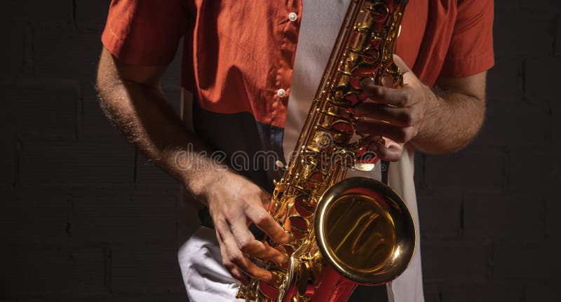 Front View Man Playing Saxophone. High Quality Photo Stock Photo ...