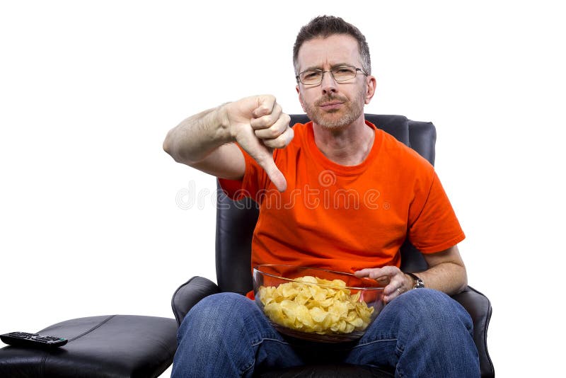 Front View of Man Watching TV Stock Photo - Image of enjoyment ...