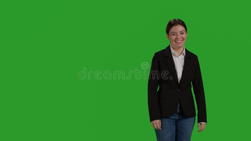 Front View of Manager Standing on Greenscreen Backdrop Stock Photo ...