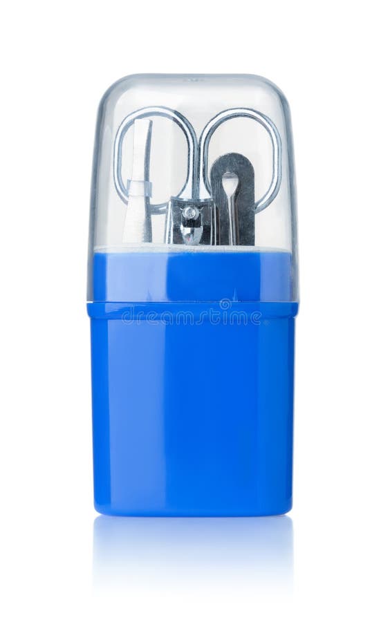 Front View of Manicure Kit in Plastic Box Stock Image - Image of file ...