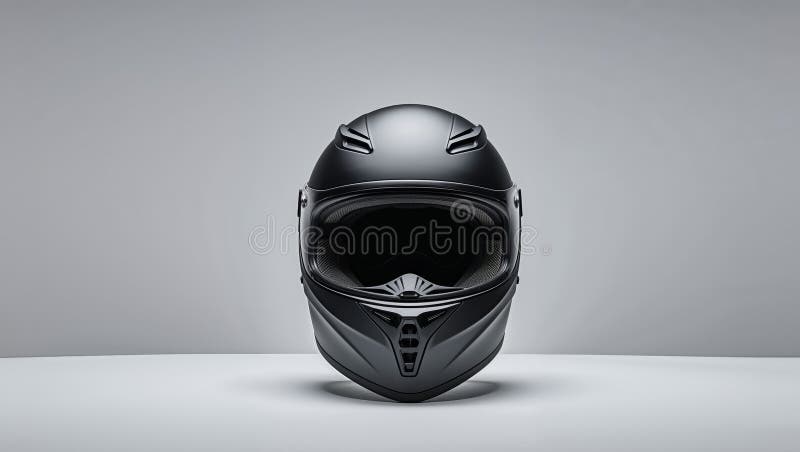 Front View of Matte Black Full Face Helmet and Space for Text. Stock ...