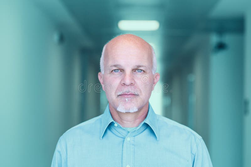 Front View of Mature Man Looking Stoic Stock Photo - Image of contact ...