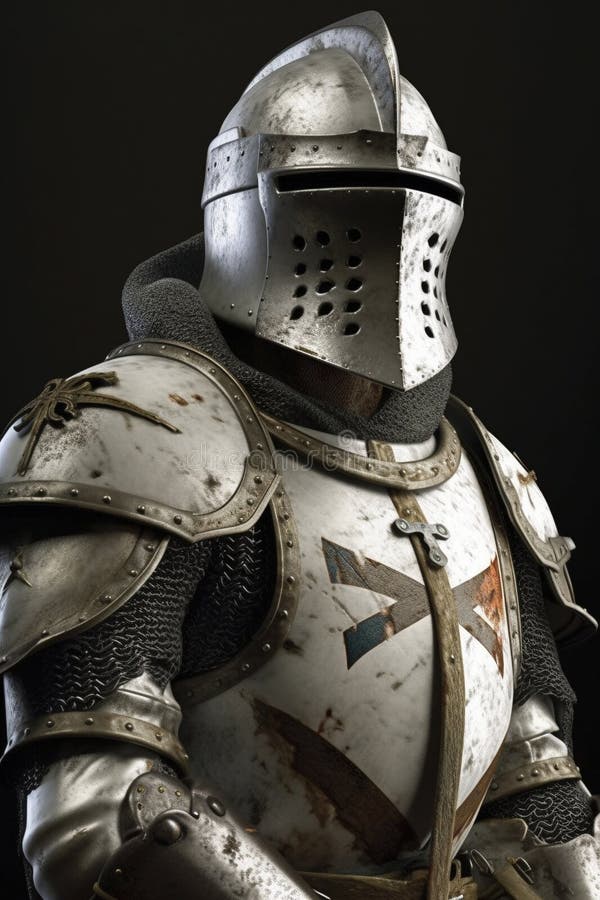 Front View of Medieval Crusader Knight Helmet, Isolated on Black ...