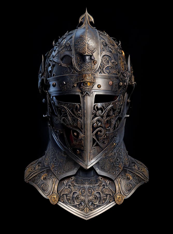 Front View of Medieval Crusader Knight Helmet, Isolated on White ...
