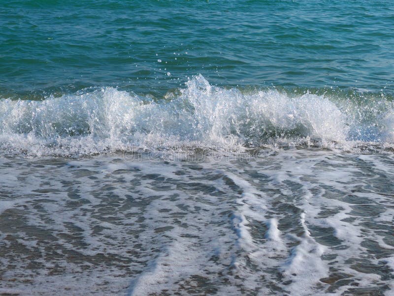 Front View of Mediterranean Sea Wave with Surf and Foam Stock Image ...