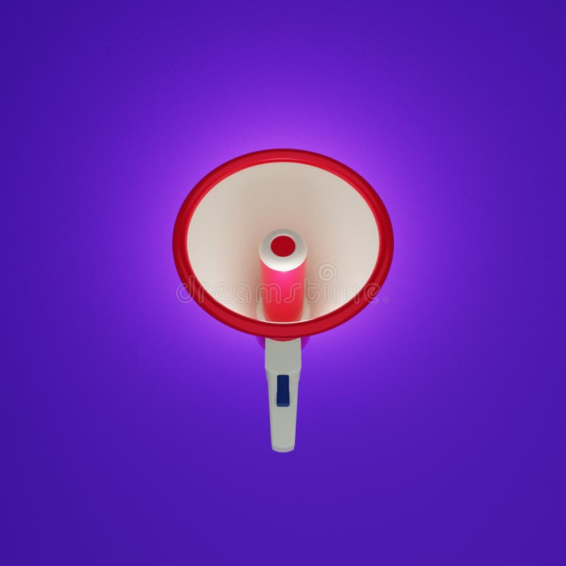 Megaphone with Violet Background in 3d Design Stock Illustration ...