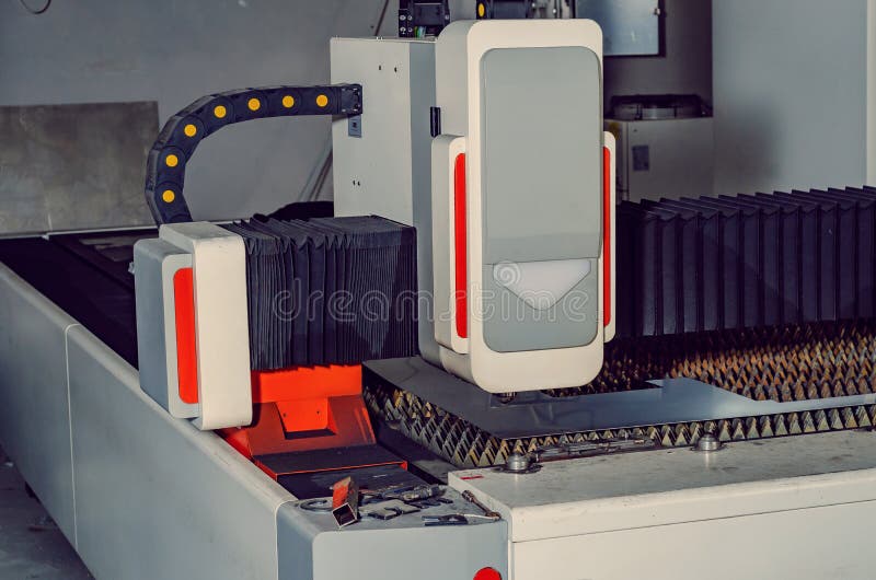 Front View of the Metal Cutting Machine. Laser Cutting of Metal Stock ...
