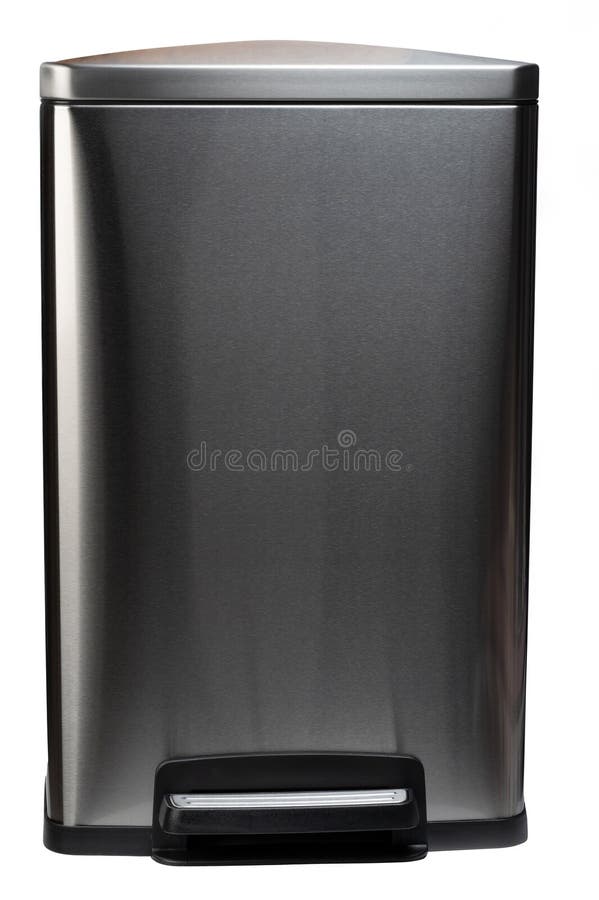 Front View of Metal Garbage Bin Stock Photo - Image of front, shiny ...