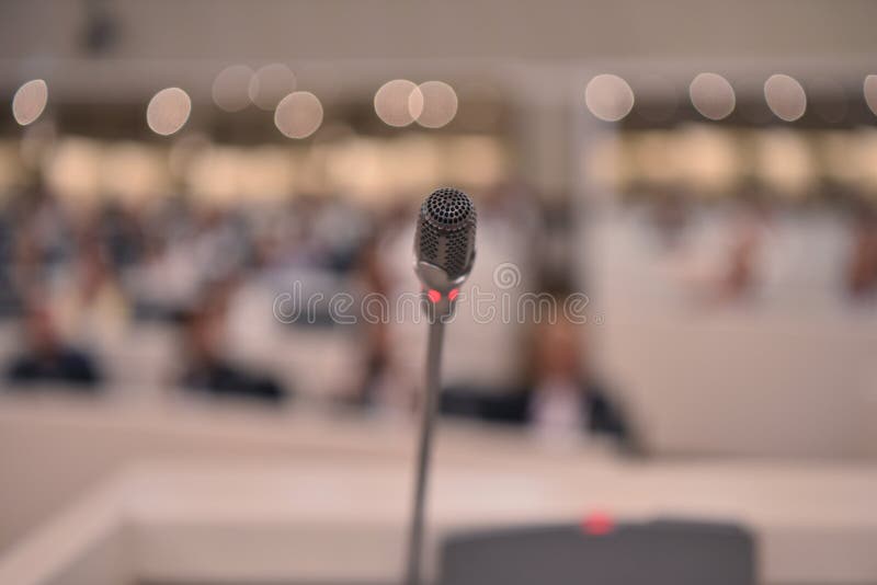 Front View of the Microphone during Business Conference in Conference ...
