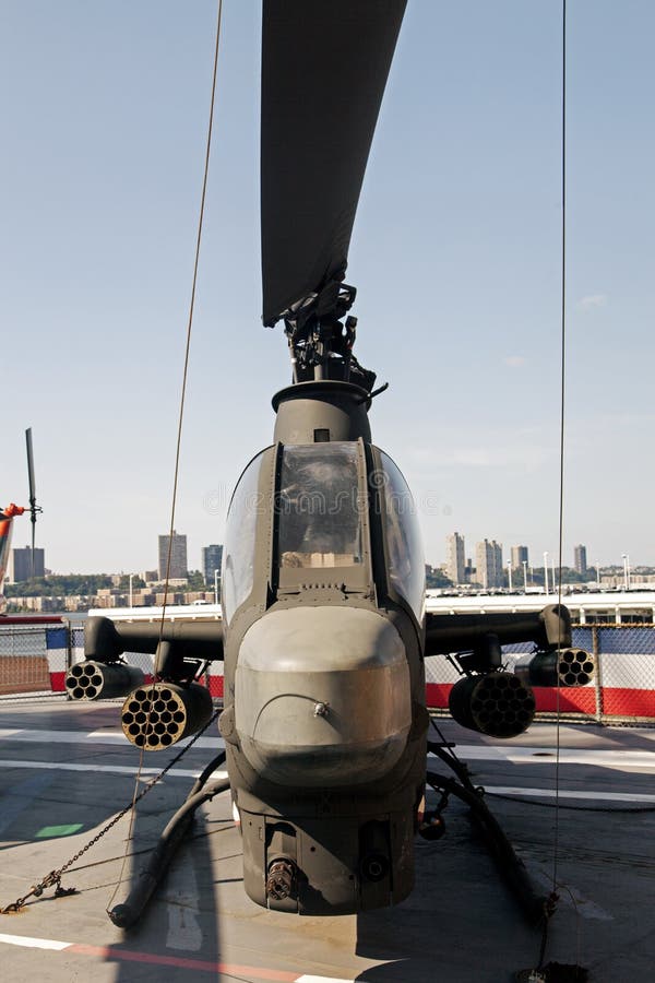Front View of a Military Helicopter with Weapons Stock Image - Image of ...