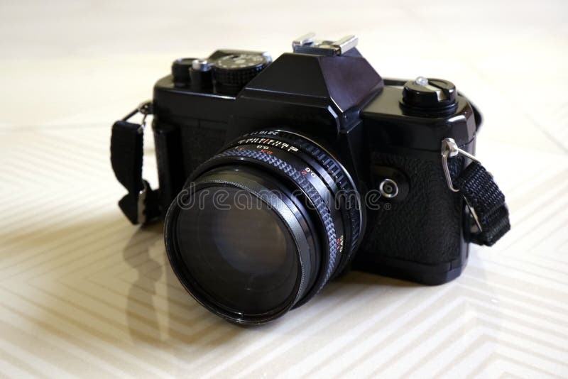 Front View of 35 Mm Slr Camera Stock Photo - Image of basic, help ...