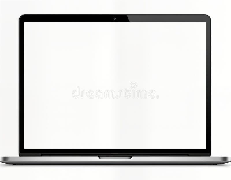Front View Mockup of Silver Laptop. Blank Screen. Modern Tech Device ...