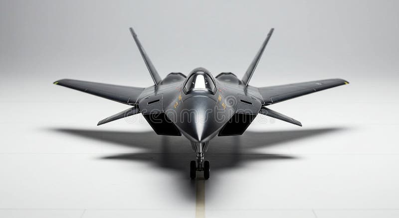 Front View of a Model Stealth Fighter Jet with Sleek, Angular Design ...
