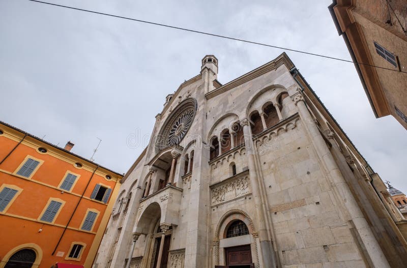 Front View of Modena Cathedral, Italy Stock Image - Image of street ...