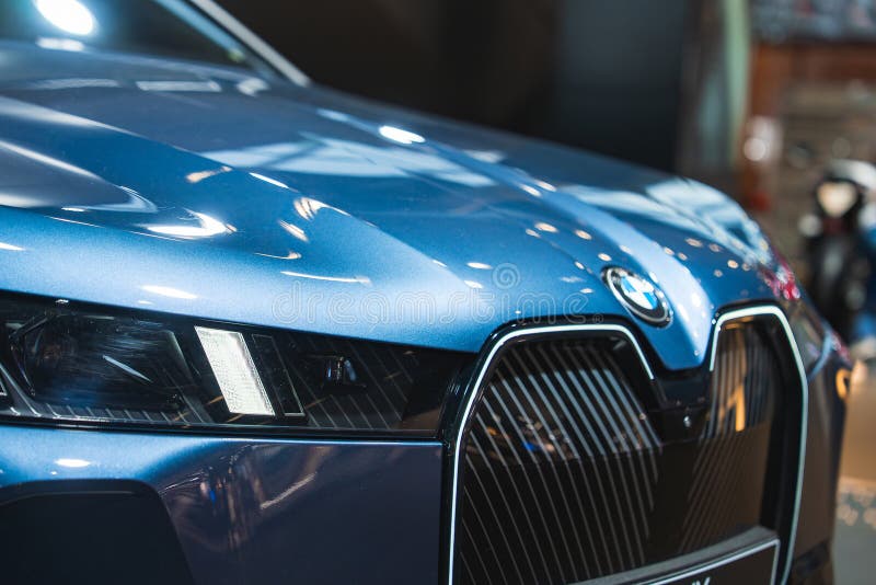 Front View of a Modern Blue BMW Car at the BMW Museum in Munich Stock ...