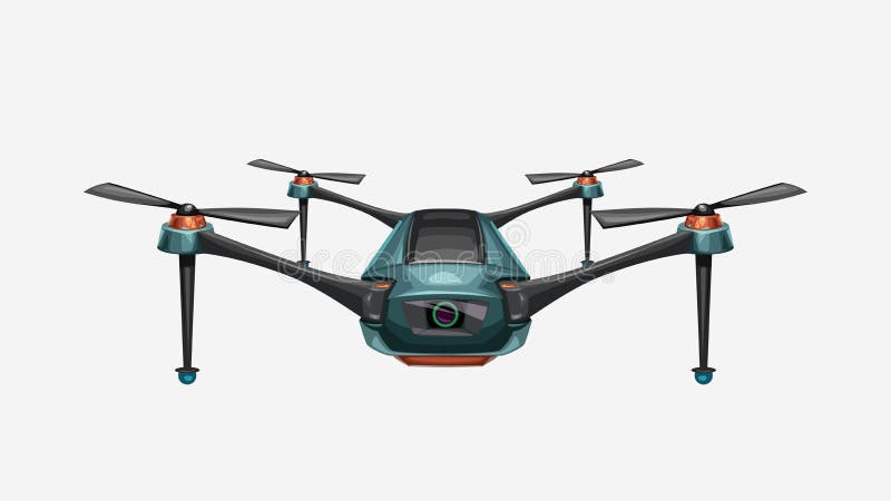 Front View Modern Colorful Drone on White Stock Vector - Illustration ...