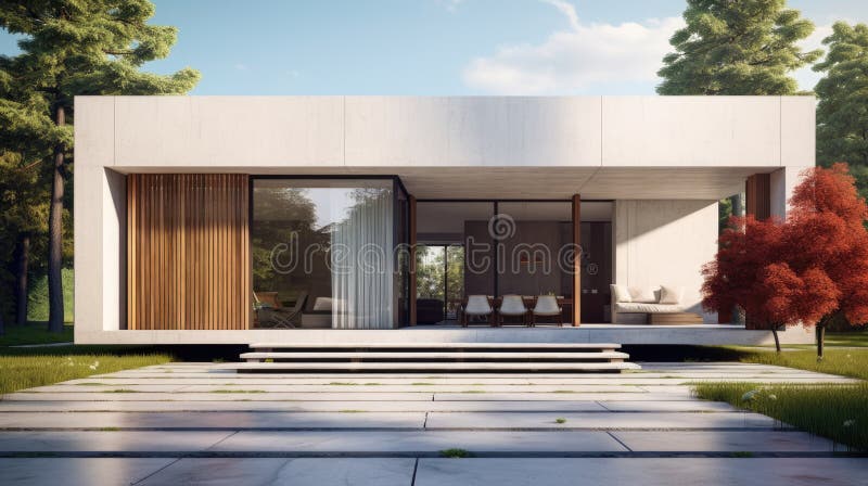 Front View of Modern Designed Concrete Residential House. Stock Image ...