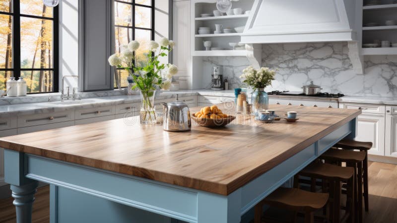 Front View of a Modern Designer Kitchen with Smooth Handleless Cabinets ...