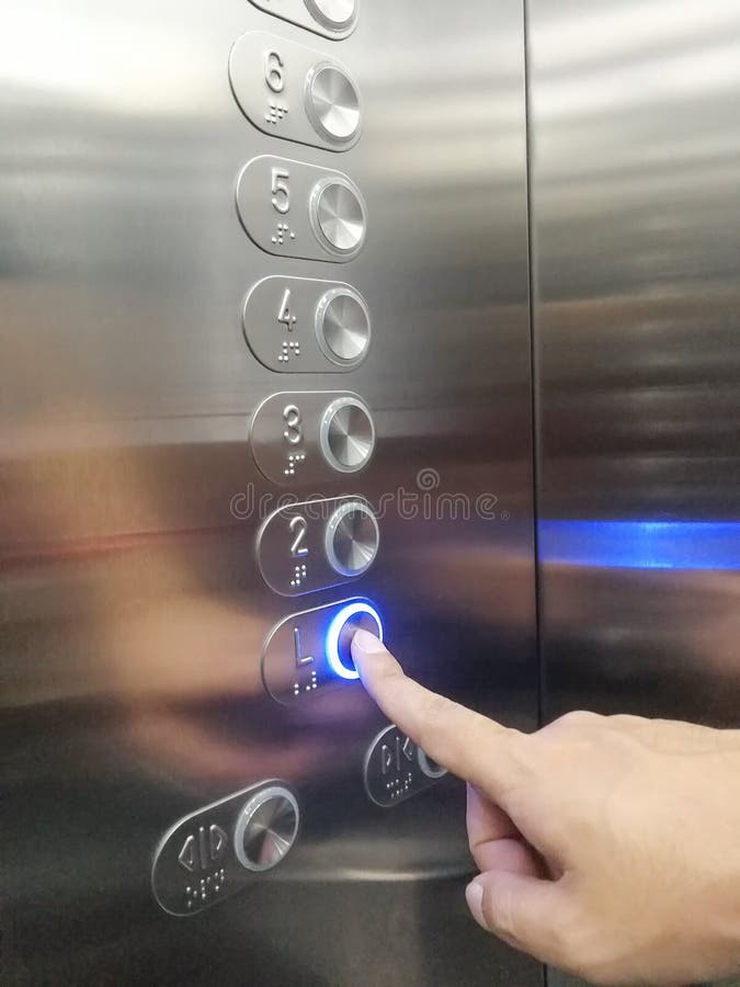 Front View of a Modern Elevator and Calling the Elevator Stock Image ...
