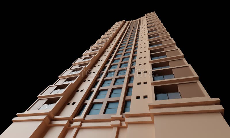 Front View Modern Hotel Building on a Black Scene Stock Illustration ...