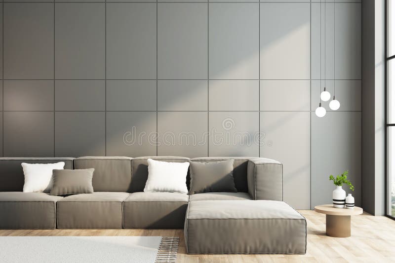 Front View of Modern Interior with Sofa Stock Illustration ...