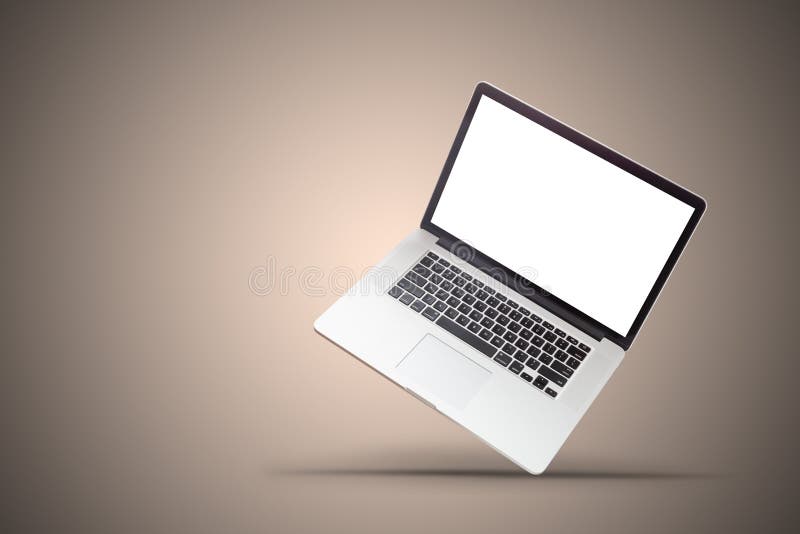 Front View of Modern Laptop with Blank Screen, Aluminum Body Material ...