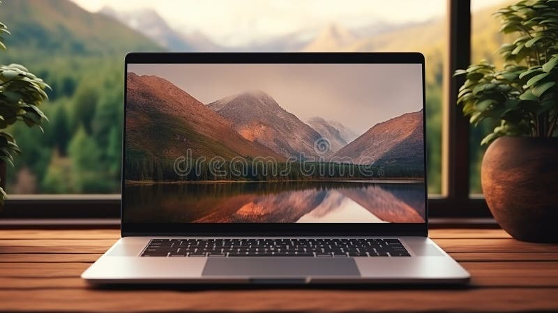 Front View on a Modern Laptop Monitor with Screen Stock Illustration ...