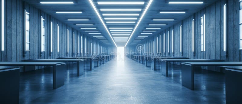 This is a Front View of a Modern Long Office Room Interior Design ...