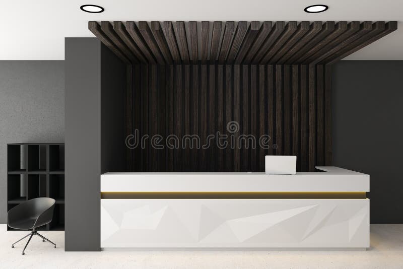 Front View of Modern Reception Stock Illustration - Illustration of ...